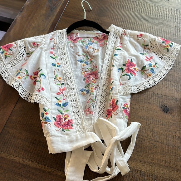 Zimmermann | Tops | Zimmermann Linen Embroidered Top | Poshmark